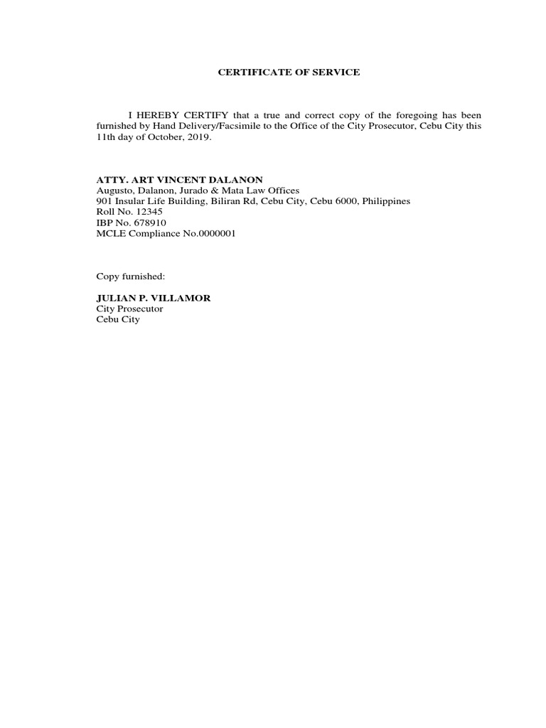 Certificate of Service | PDF