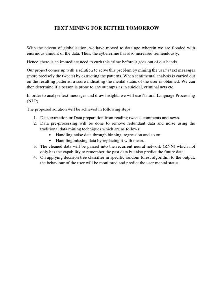 Text Mining For Better Tomorrow | PDF | Computers