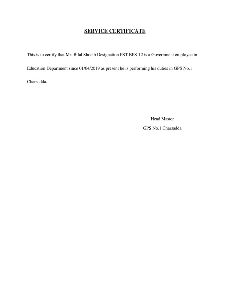 Service Certificate | PDF