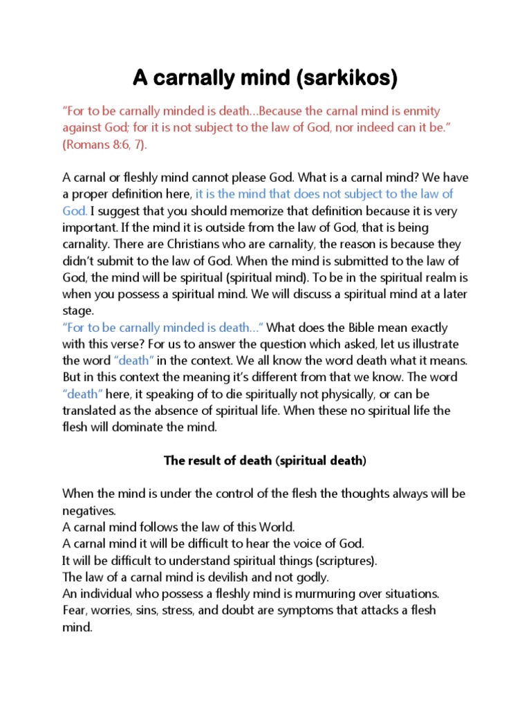 A Carnally Mind | Download Free PDF | Mind | God