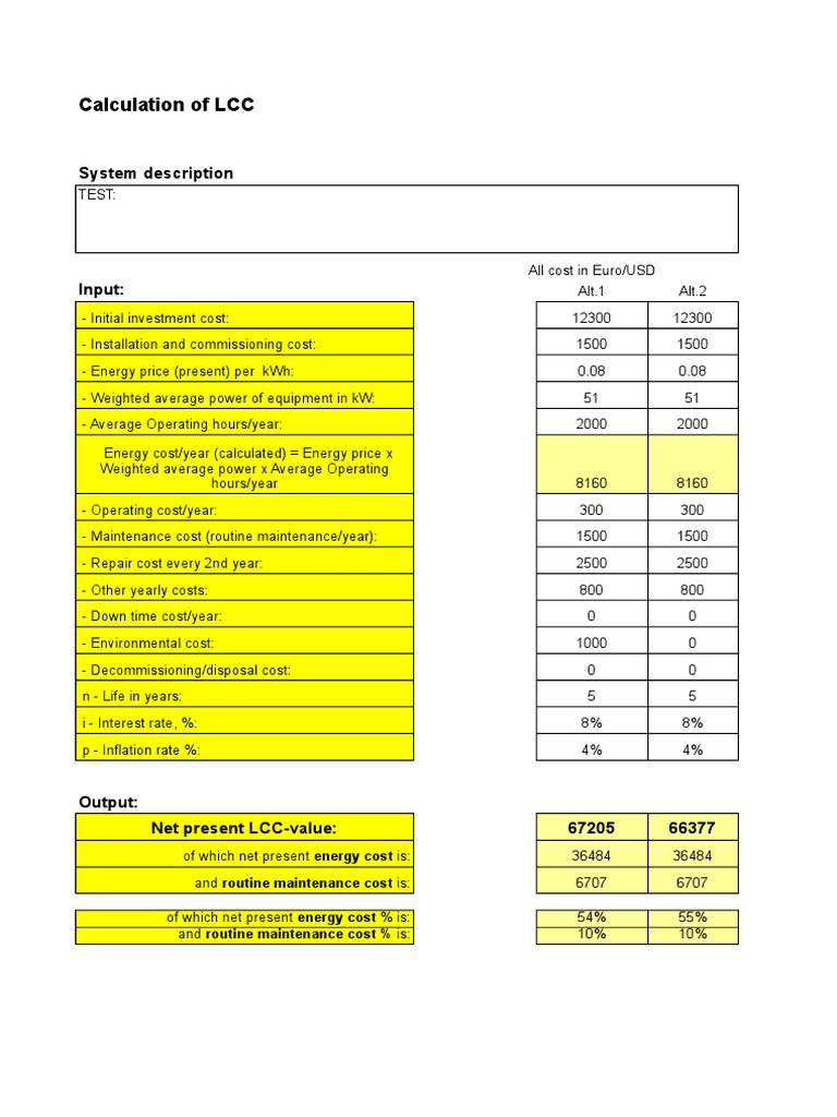 Pump Life Cycle Cost Calculation Tool PLCC - Calctool | PDF | Life ...