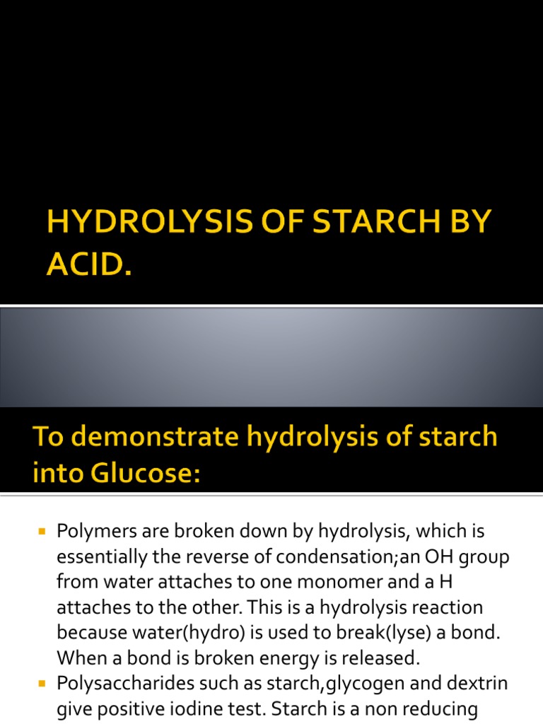Acid Hydrolysis of Starch | PDF | Glucose | Starch