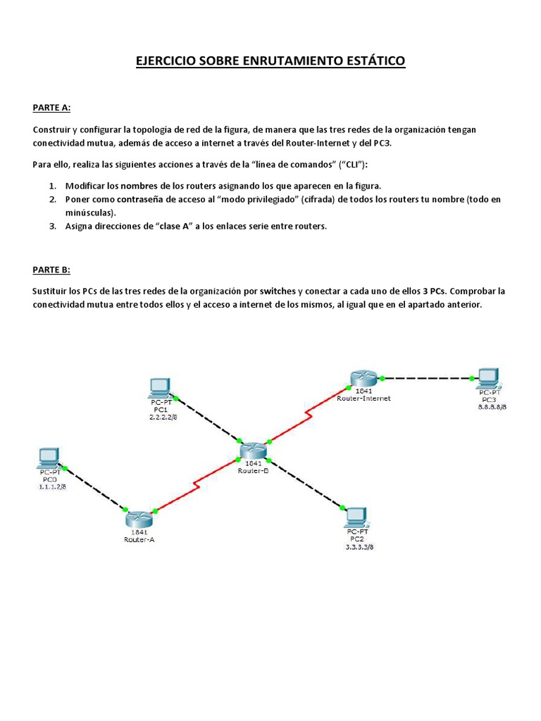 Ejercicio Encaminamiento Estatico | PDF | Enrutador (Computación) | Enrutamiento