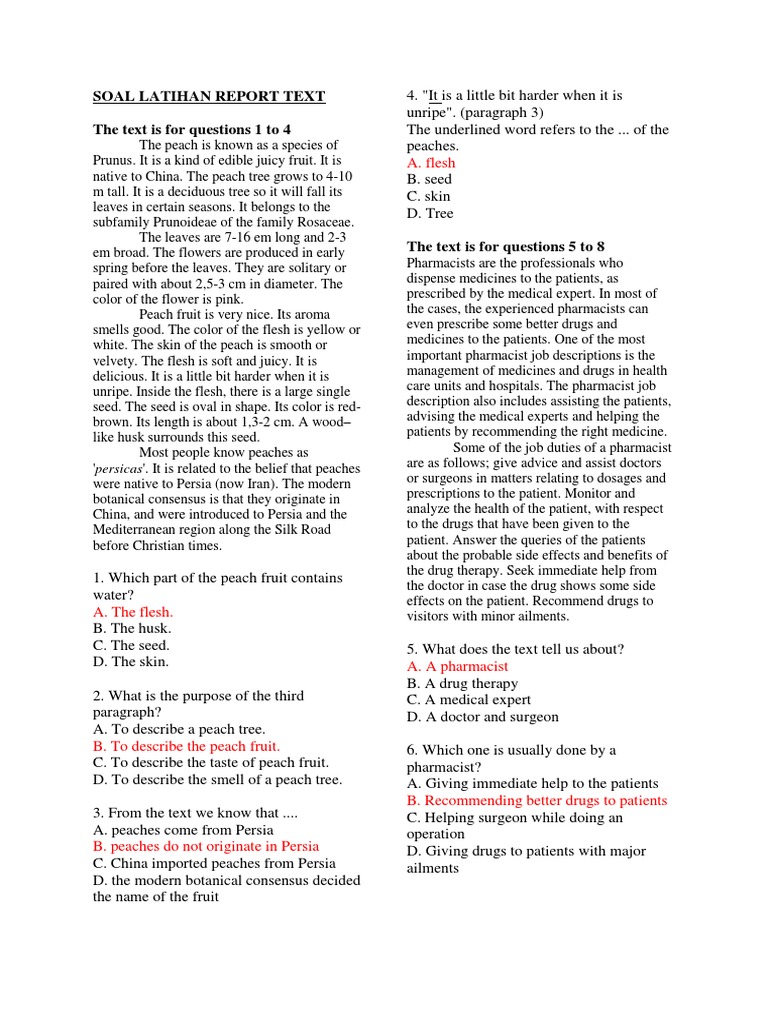 Soal Latihan Report Text Kelas Ix Jawaban | PDF | Bees | Bears