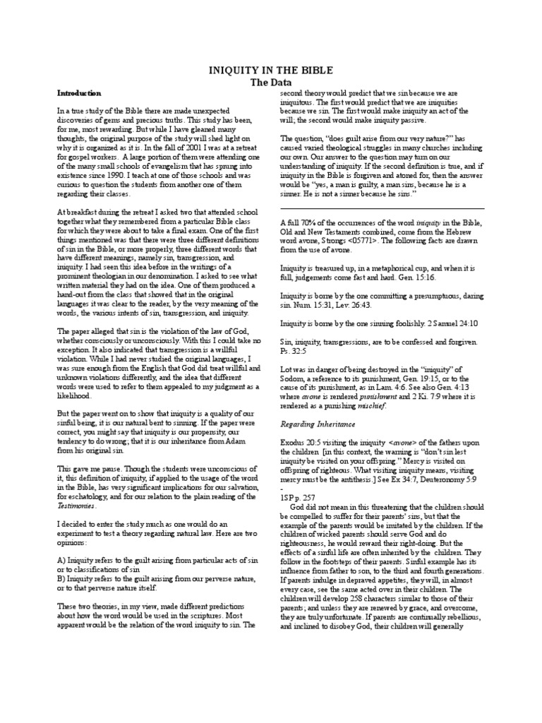 Iniquity Research Biblical Data | PDF | Epistle To The Romans | Aaron