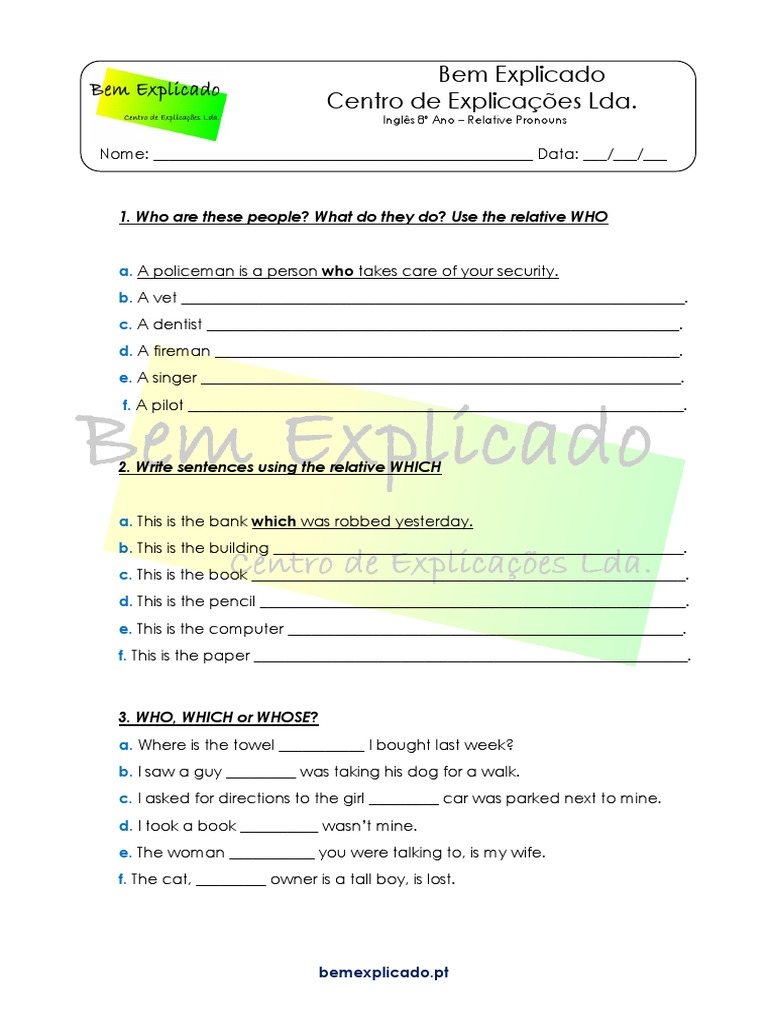 Relative Pronouns 8th Grade English | PDF | Grammar | Syntax