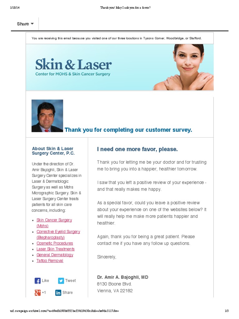 Thank You For Completing Our Customer Survey.: I Need One More Favor ...