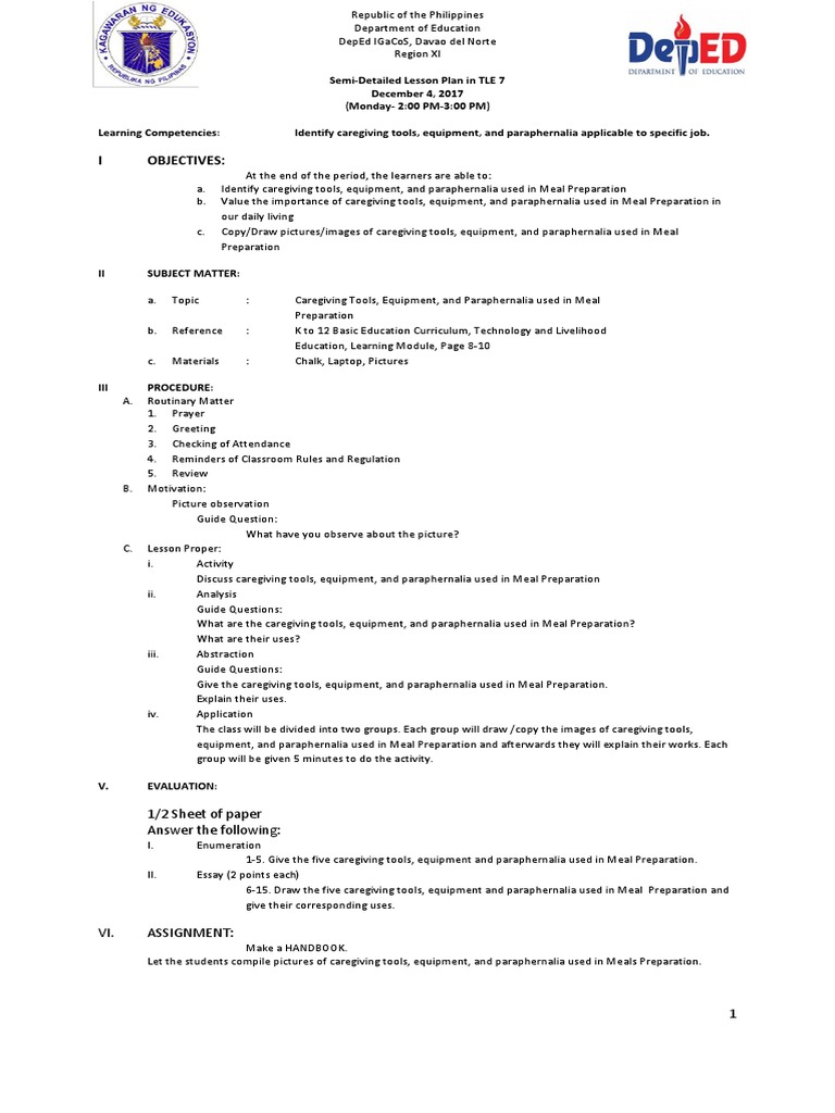 TLE7 | PDF | Lesson Plan | Curriculum