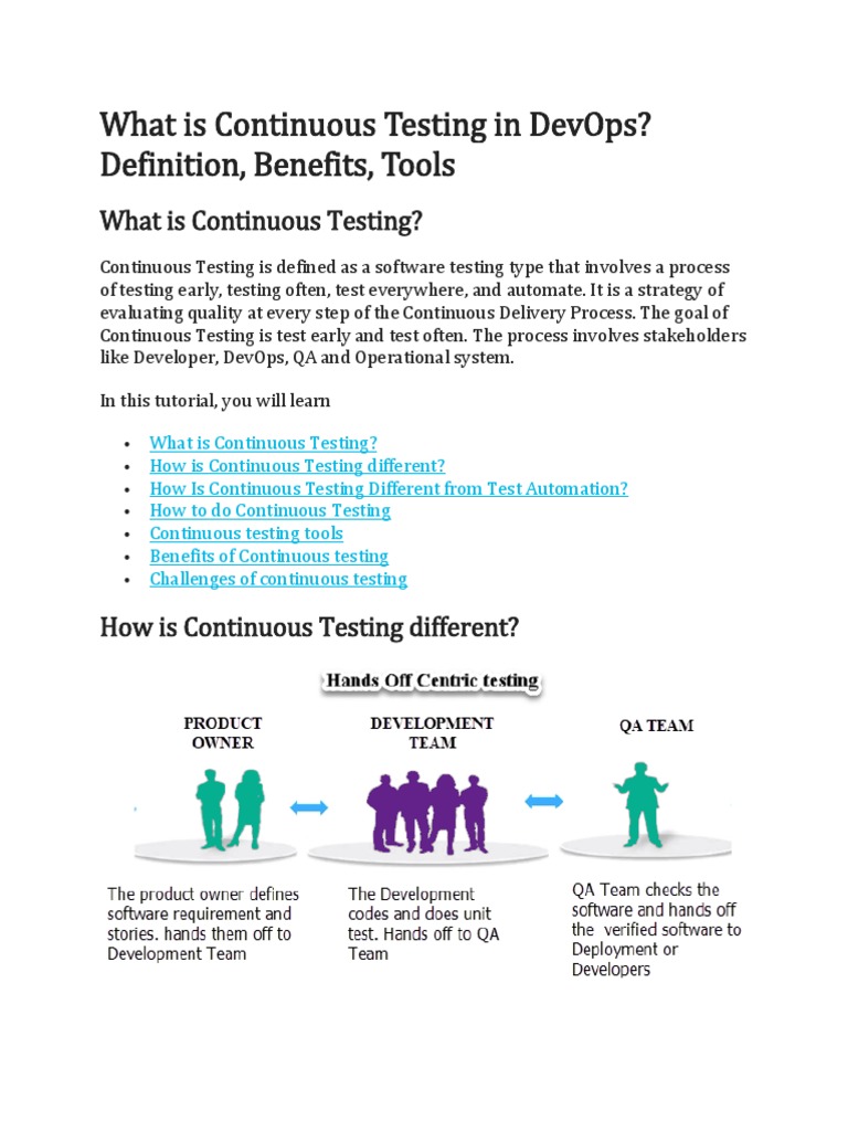 Continuous Testing in DevOps | Download Free PDF | Software Testing ...