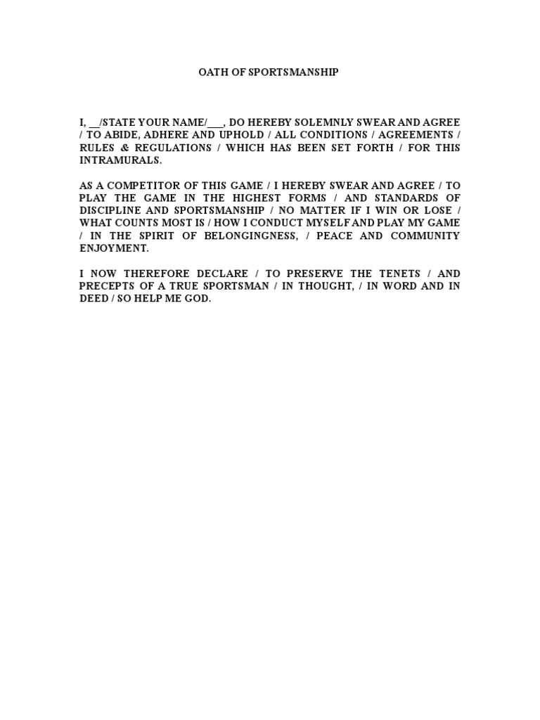 Oath of Sportsmanship | PDF
