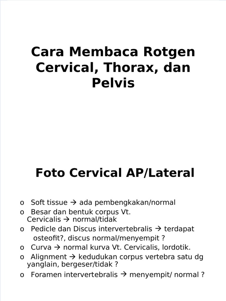 Panduan Membaca Rontgen Cervical dan Thorax | PDF