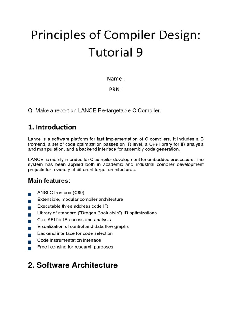 Principles of Compiler Design - Tutorial 9 | Download Free PDF ... Principles of Compiler Design - Tutorial 9 | Download Free PDF ...