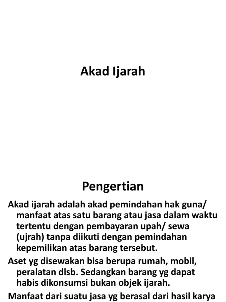 Pengertian dan Jenis Akad Ijarah | PDF