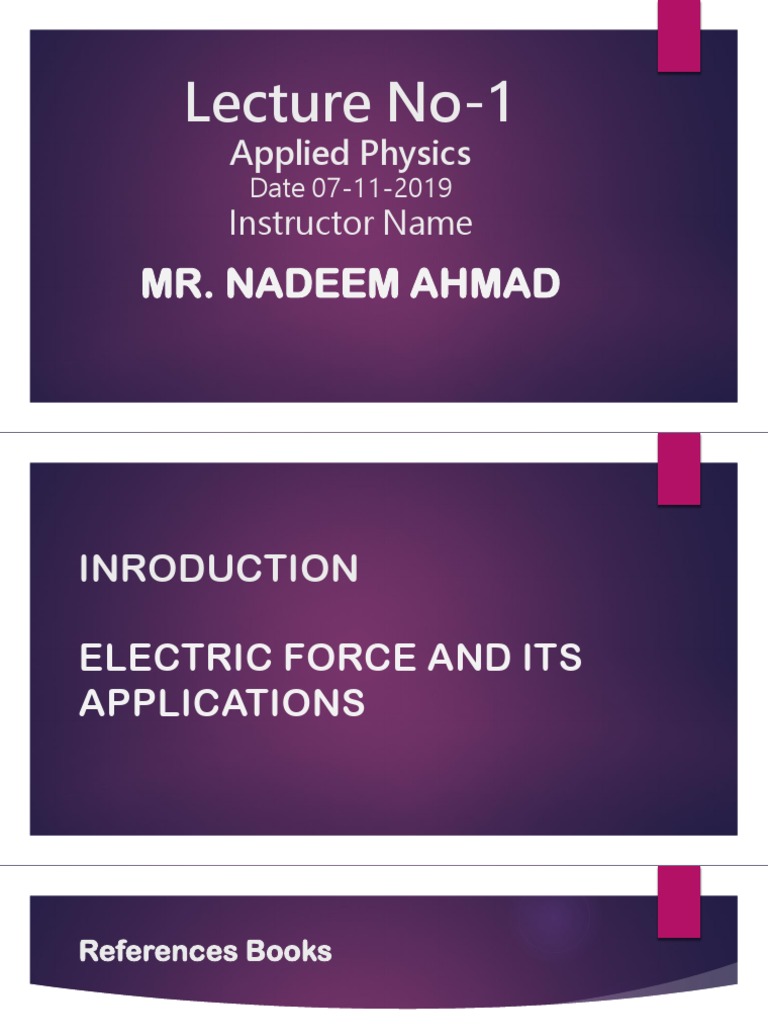 Lecture No-1: Applied Physics | PDF | Electric Charge | Physics
