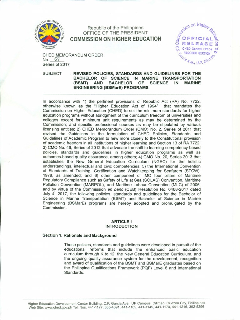 CMO 67 S. 2017 PDF | PDF | Competence (Human Resources) | Curriculum