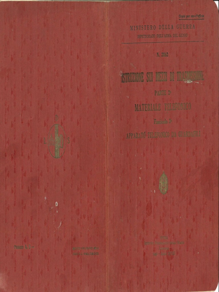 Apparato Telefonico Da Guardafili Mod. 1931 (1940) | PDF