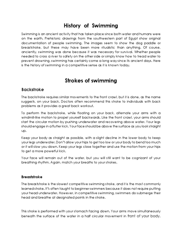 History of Swimming | PDF | Swimming (Sport) | Bathing
