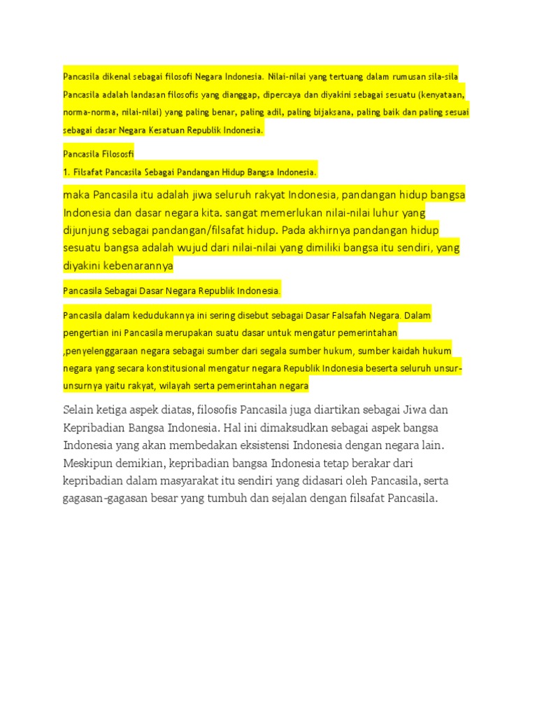 Nilai Nilai Filosofi Pancasila | PDF | Filsafat