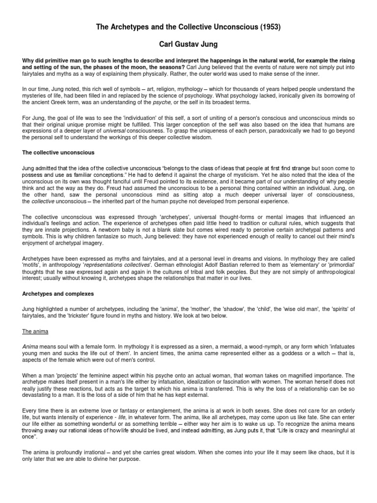 The Archetypes and The Collective Unconscious1 | PDF | Carl Jung ...