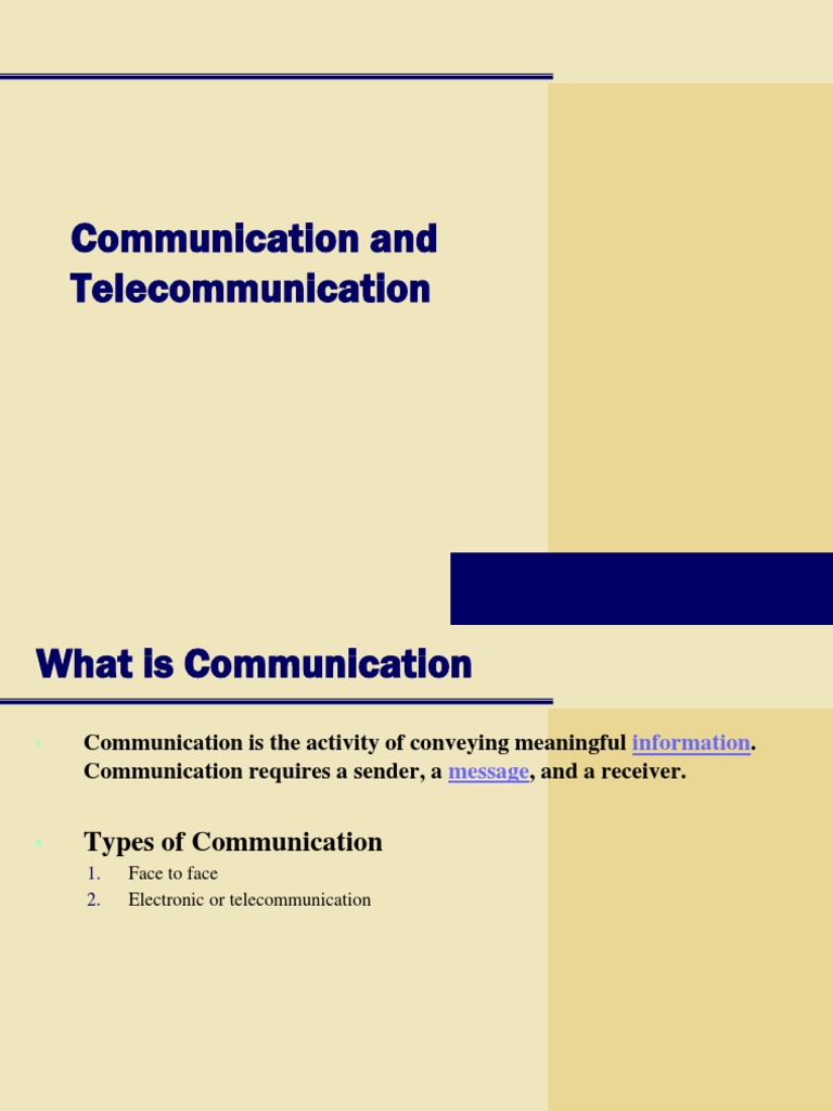 Communication and Telecommunication | PDF | Telecommunication | Cable ...