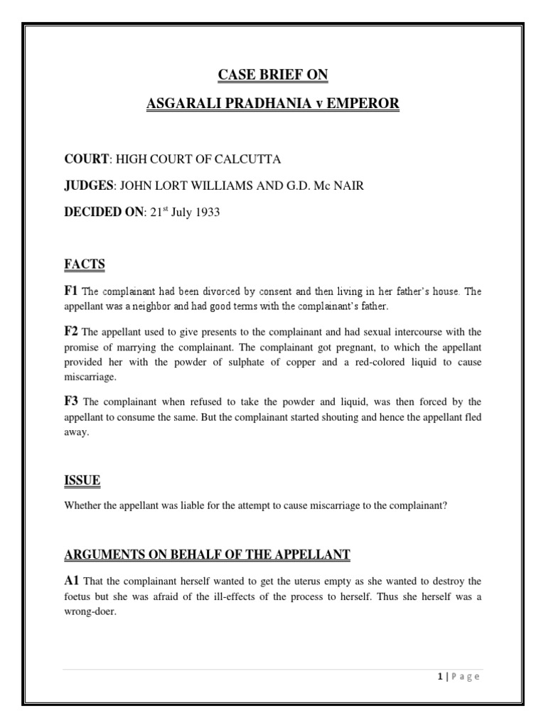 Asgarali Pradhania v Emperor Case Brief | PDF | Public Law | Government