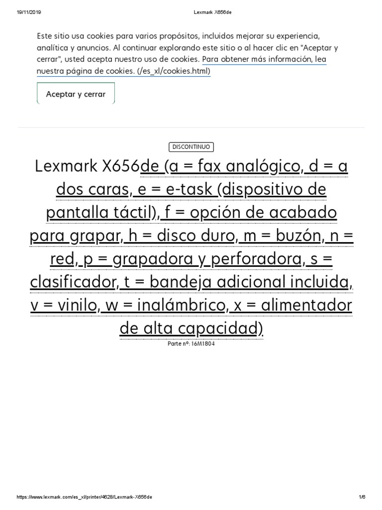 Lexmark X656de | PDF | Equipo de oficina | Electrónica