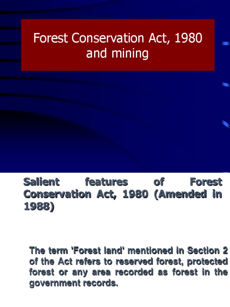 Forest Conservation Act, 1980 and Mining | PDF | Conservation Biology ...
