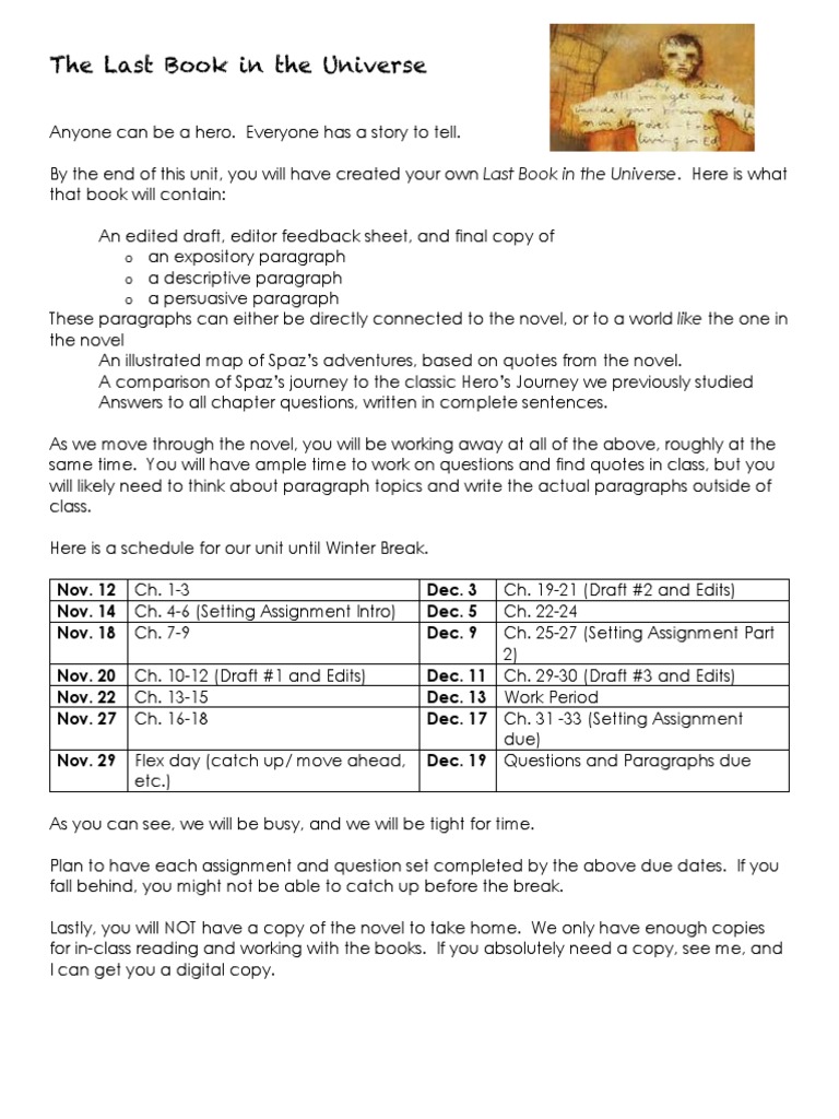 The Last Book in The Universe Unit Outline | PDF