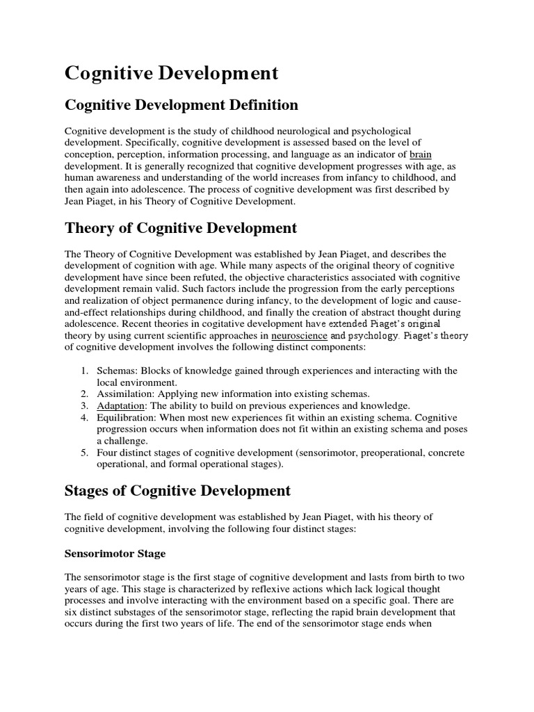 Cognitive Development Definition | PDF | Cognitive Development ...