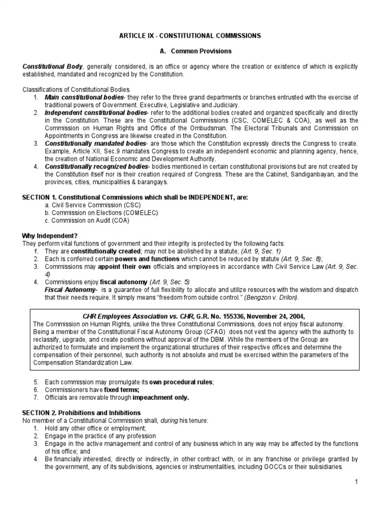 Constitutional Body: Article Ix - Constitutional Commissions A. Common ...