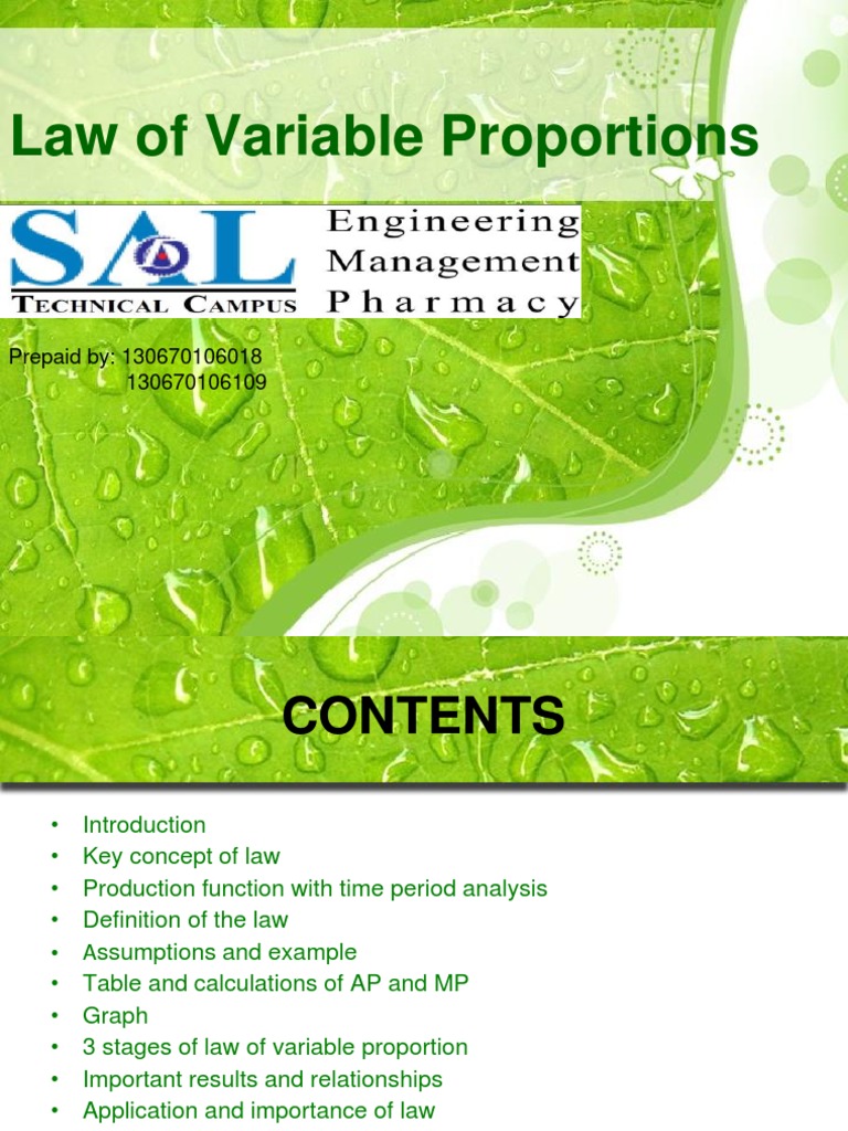 Law of Variable Proportions | PDF | Production Function | Production And Manufacturing