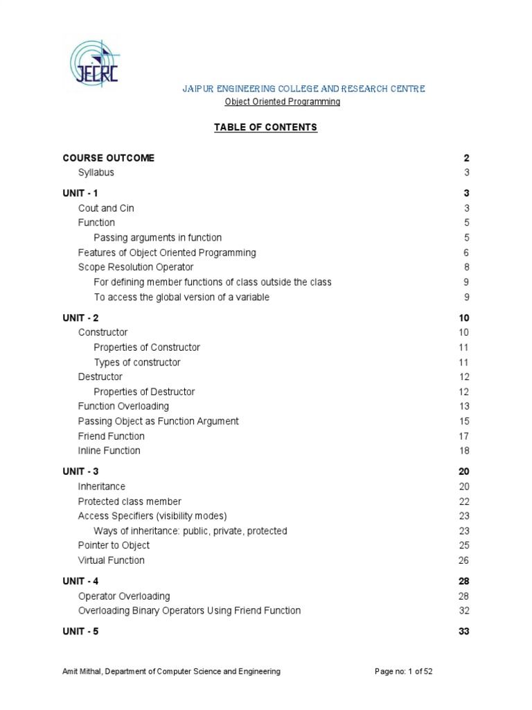 Object Oriented Programming - Online Notes | PDF | Inheritance (Object ...