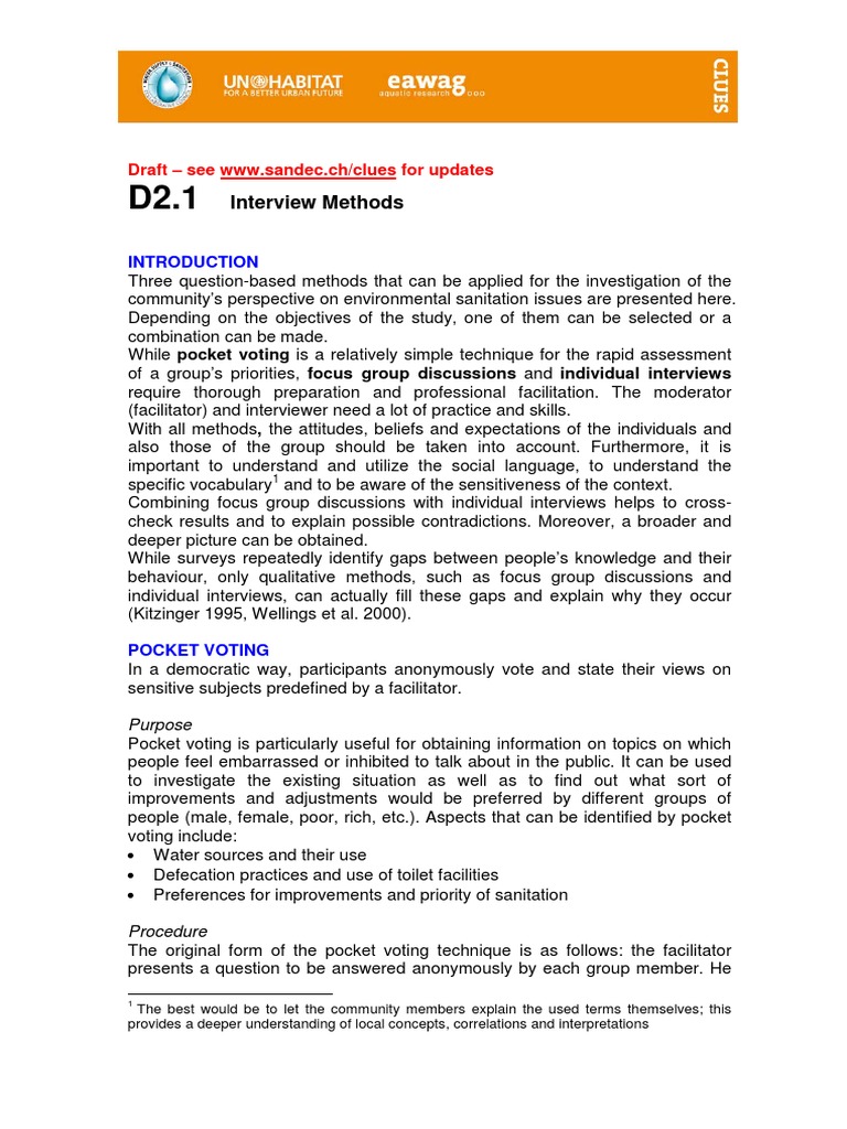 D2 1 Interview Methods | PDF | Focus Group | Interview