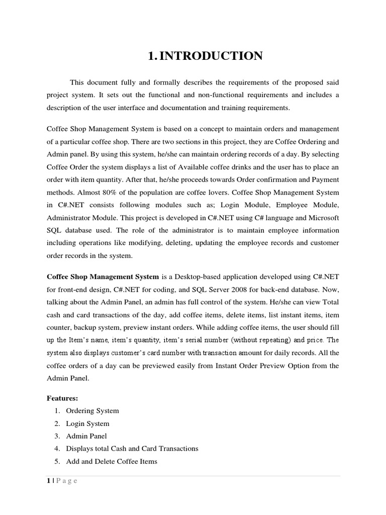 Coffee Shop Management System C# | PDF | Unified Modeling Language ...