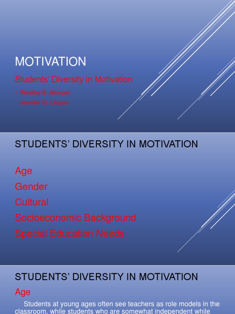 Student's Diversity in Motivation | Motivation | Motivational