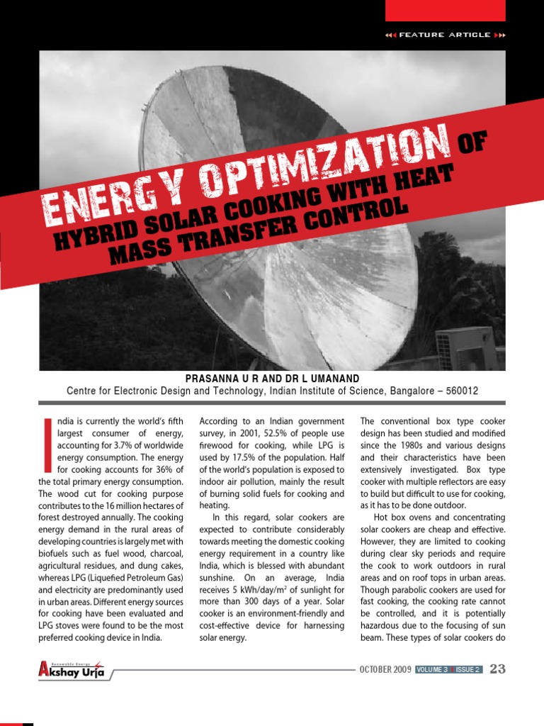 Energy Optimiz Ation: Hybrid Solar Cooking With Heat Mass Transfer ...