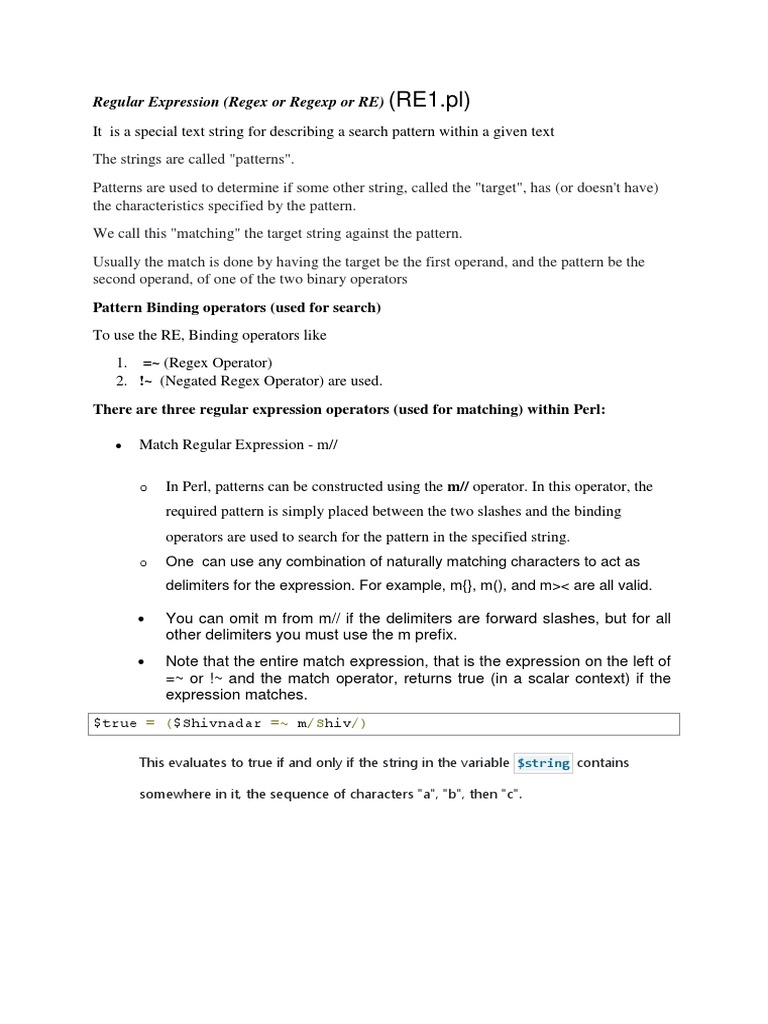 (RE1.pl) : Regular Expression (Regex or Regexp or RE) | PDF | Regular ... (RE1.pl) : Regular Expression (Regex or Regexp or RE) | PDF | Regular ...