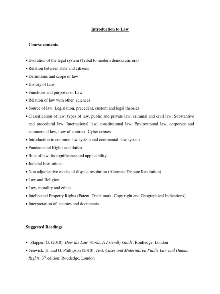 Introduction To Law | PDF