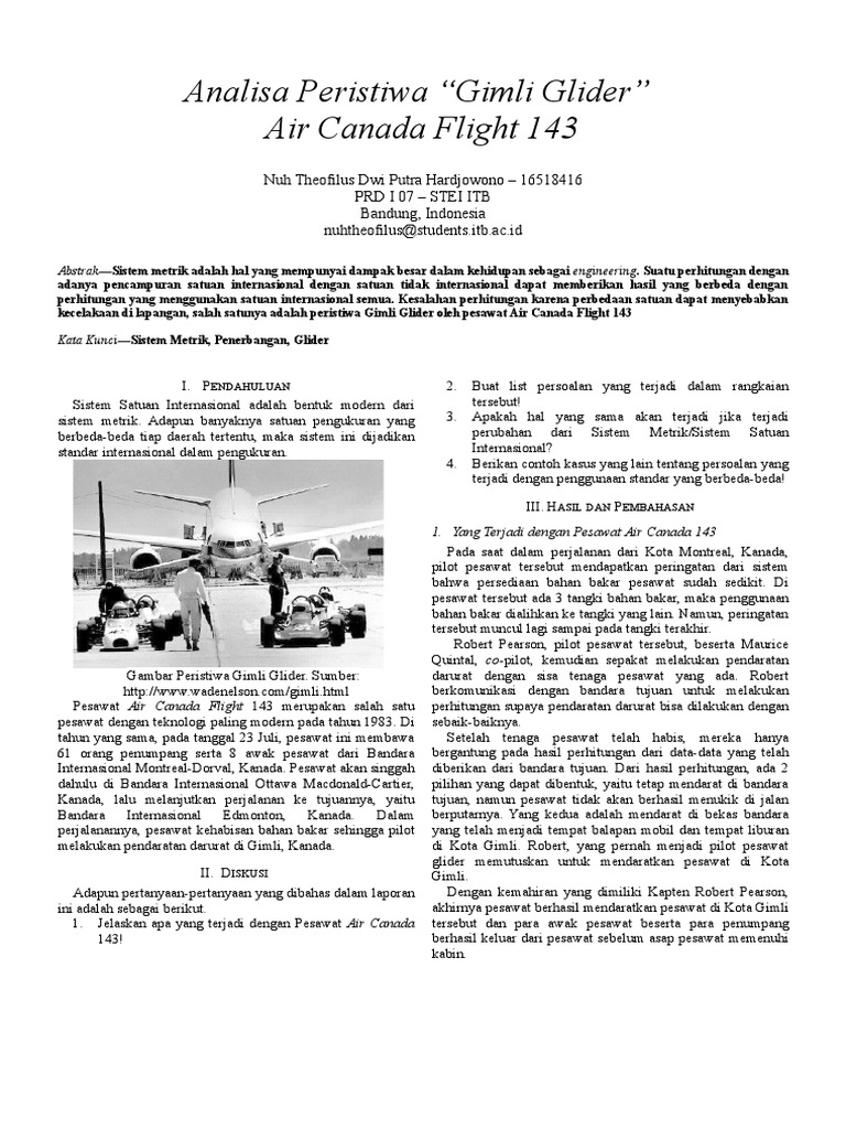 Tugas PRD Gimli Glider Review | PDF