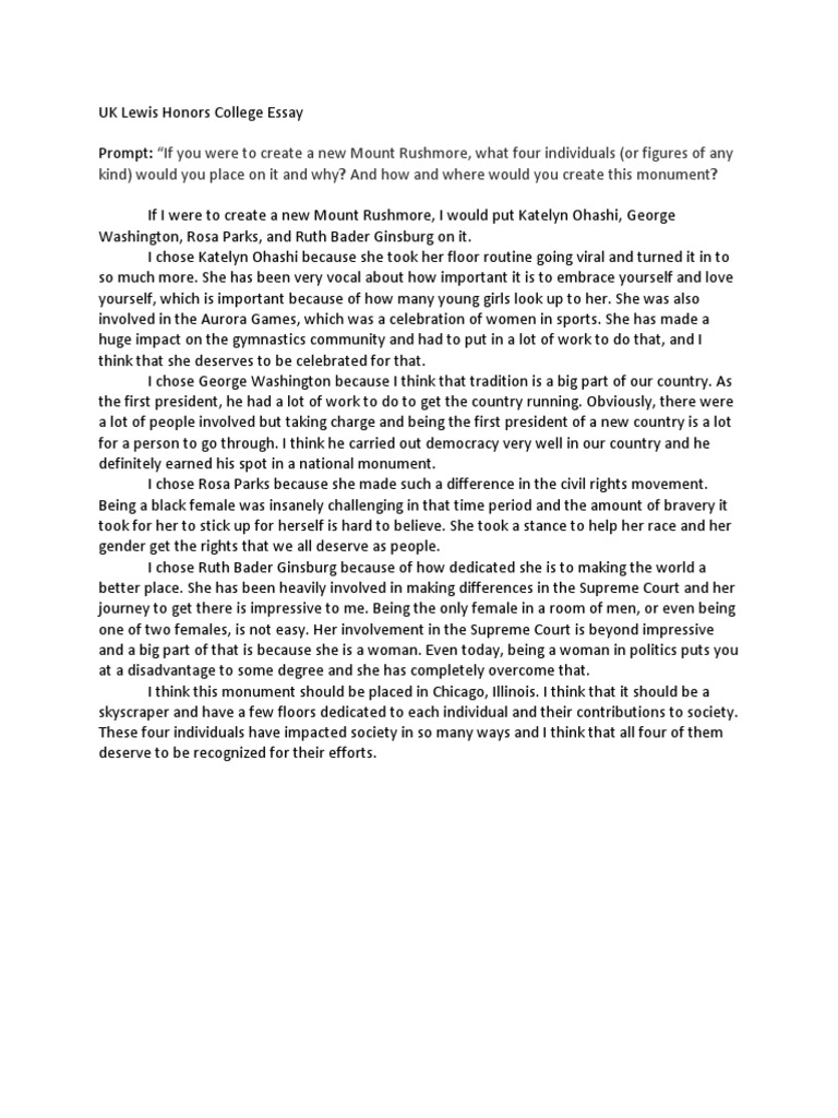 Uk Lewis Honors College Essay | PDF | Woman | Critical Theory