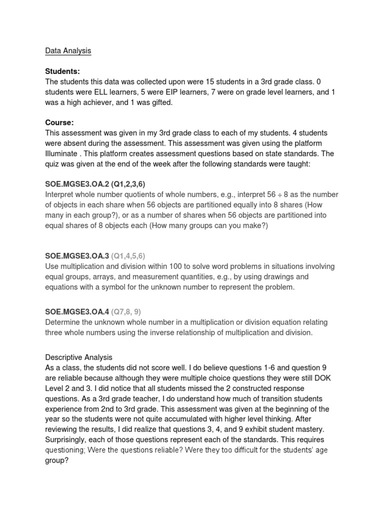 Data Analysis | PDF | Data Analysis | Education Theory