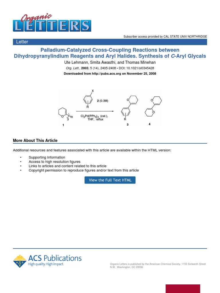 Palladium Catalyzed Cross Coupling | PDF | Chemical Reactions ...