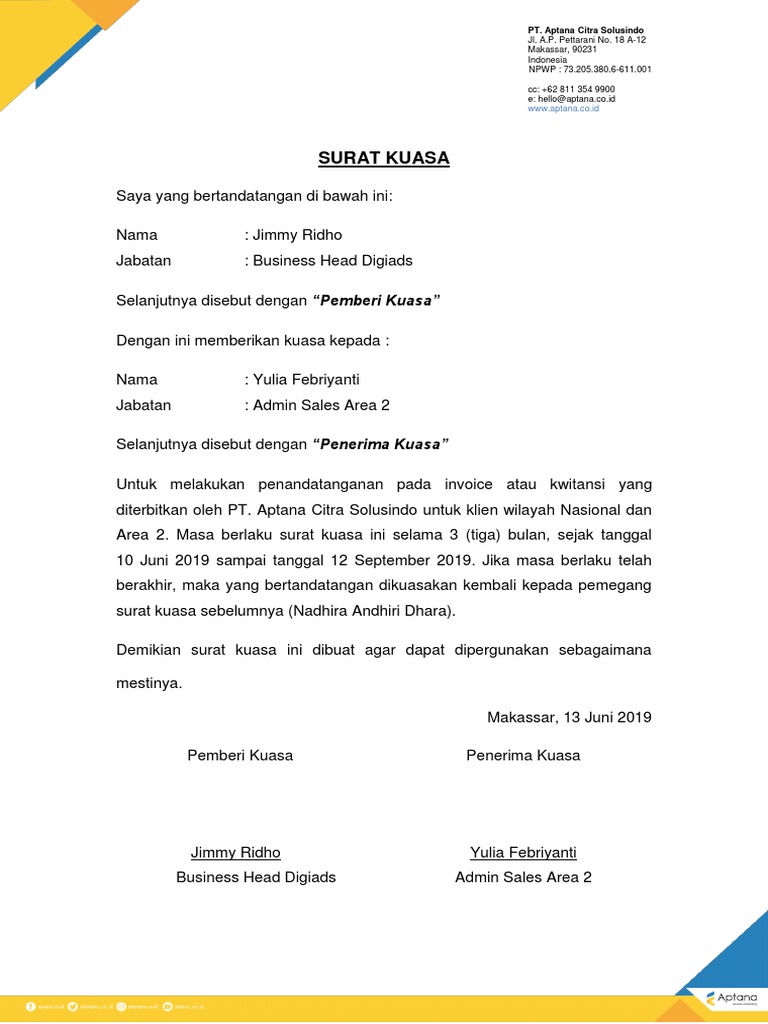 Contoh Surat Kuasa | PDF