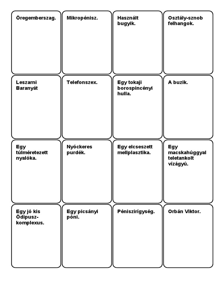 Cards Against Humanity Magyar Kártyák | PDF