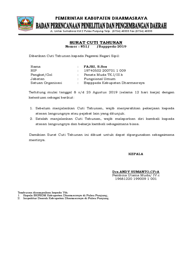 Contoh Surat Cuti | PDF