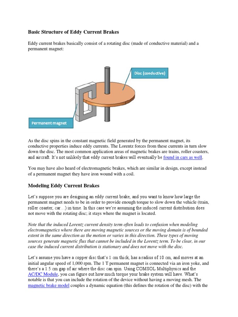 Eddy Current Brake Mechanics Explained | PDF | Magnetic Field | Brake