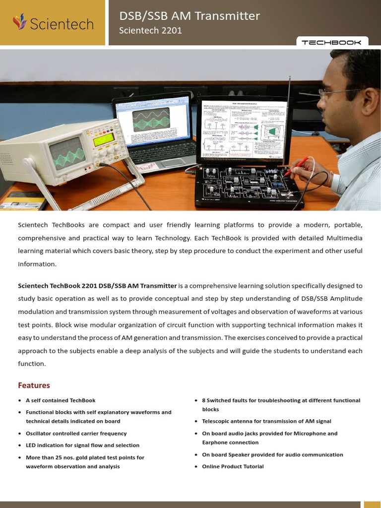 DSB SSB Am Transmitter Trainer Kit Scientech 2201 | PDF | Transmitter | Modulation