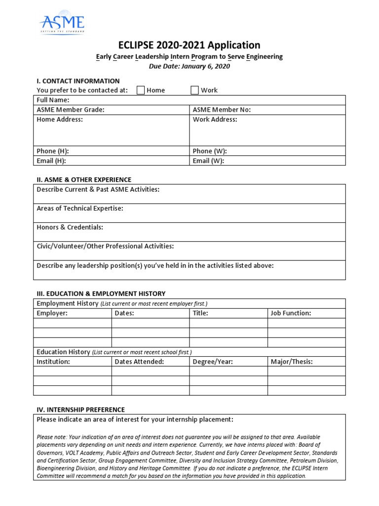 ECLIPSE 2020-2021 Application: Early Career Leadership Intern Program ...