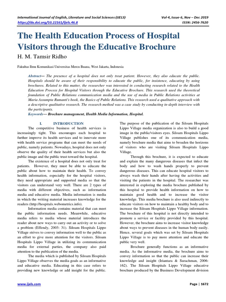 The Health Education Process of Hospital Visitors Through The Educative ...