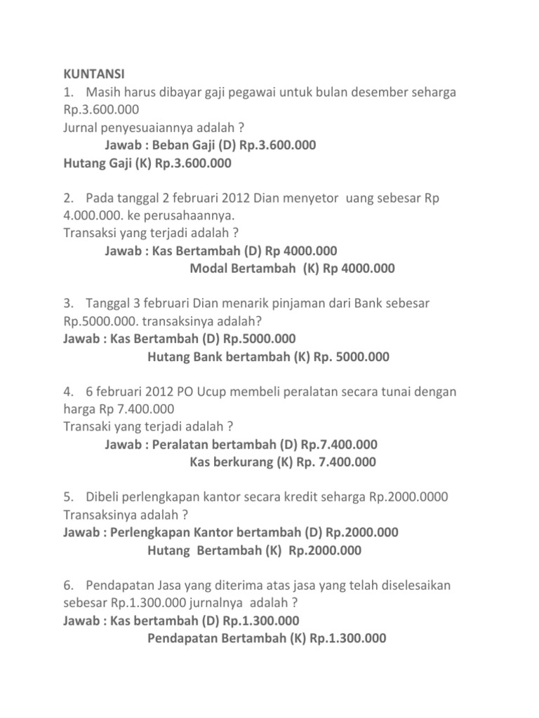 Soal Latihan Akuntansi | PDF